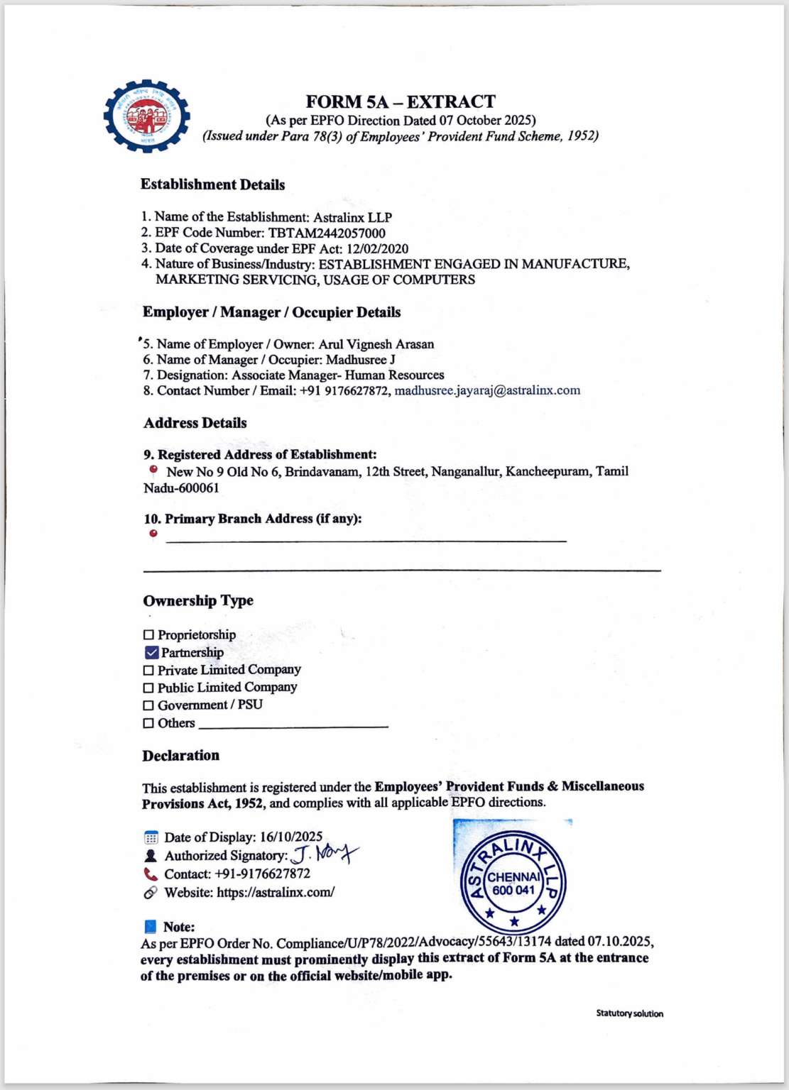 FORM 5A – EXTRACT – Astralinx